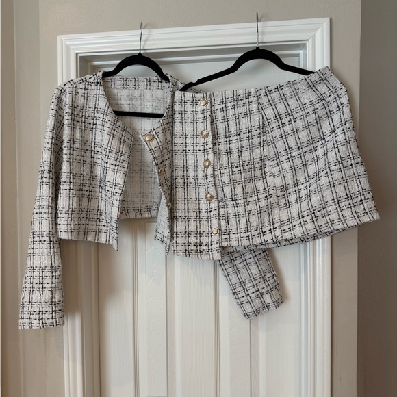 Skirts | Black And White Tweed Set | Poshmark